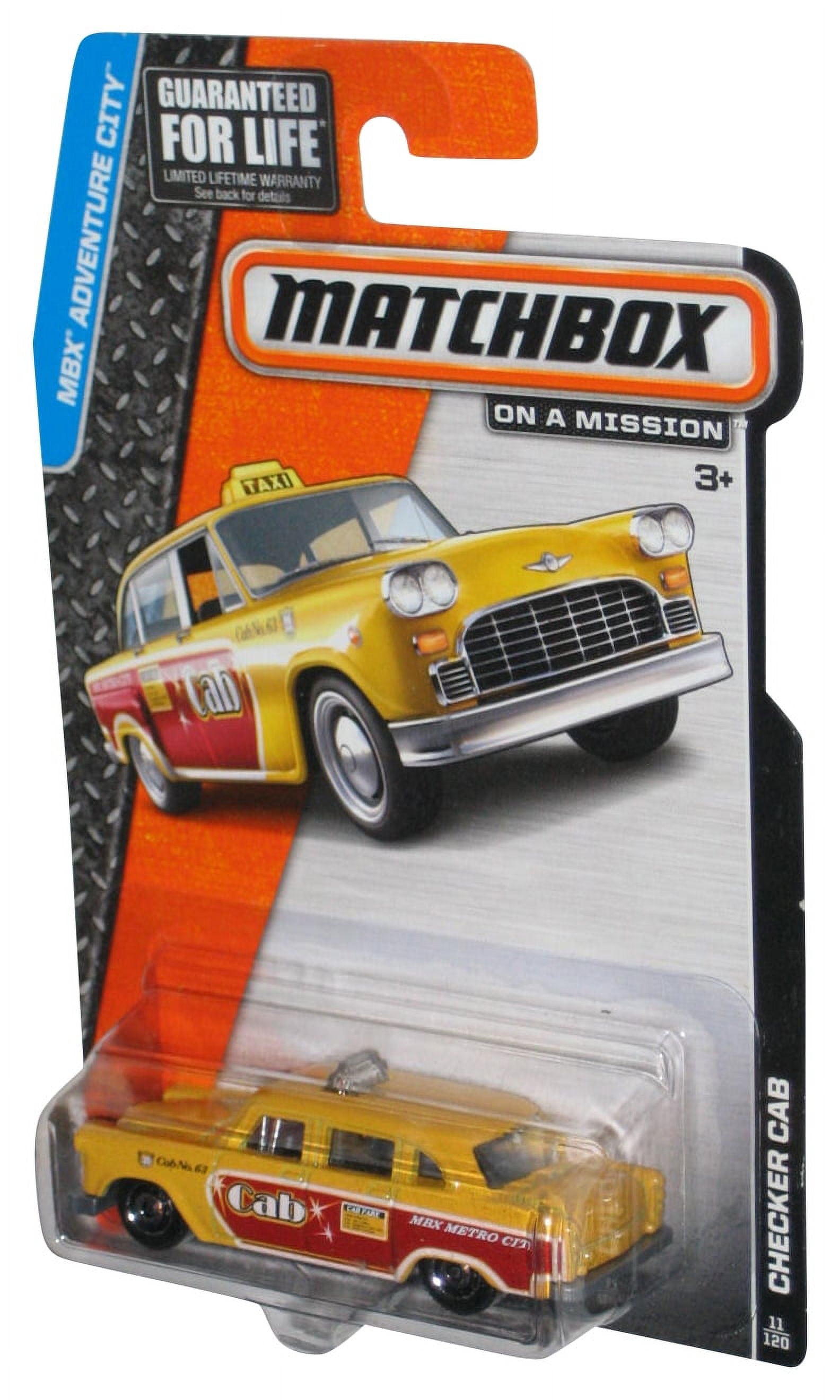 Matchbox MBX Adventure City (2014) Yellow Checker Cab Toy Car 11/120 ...
