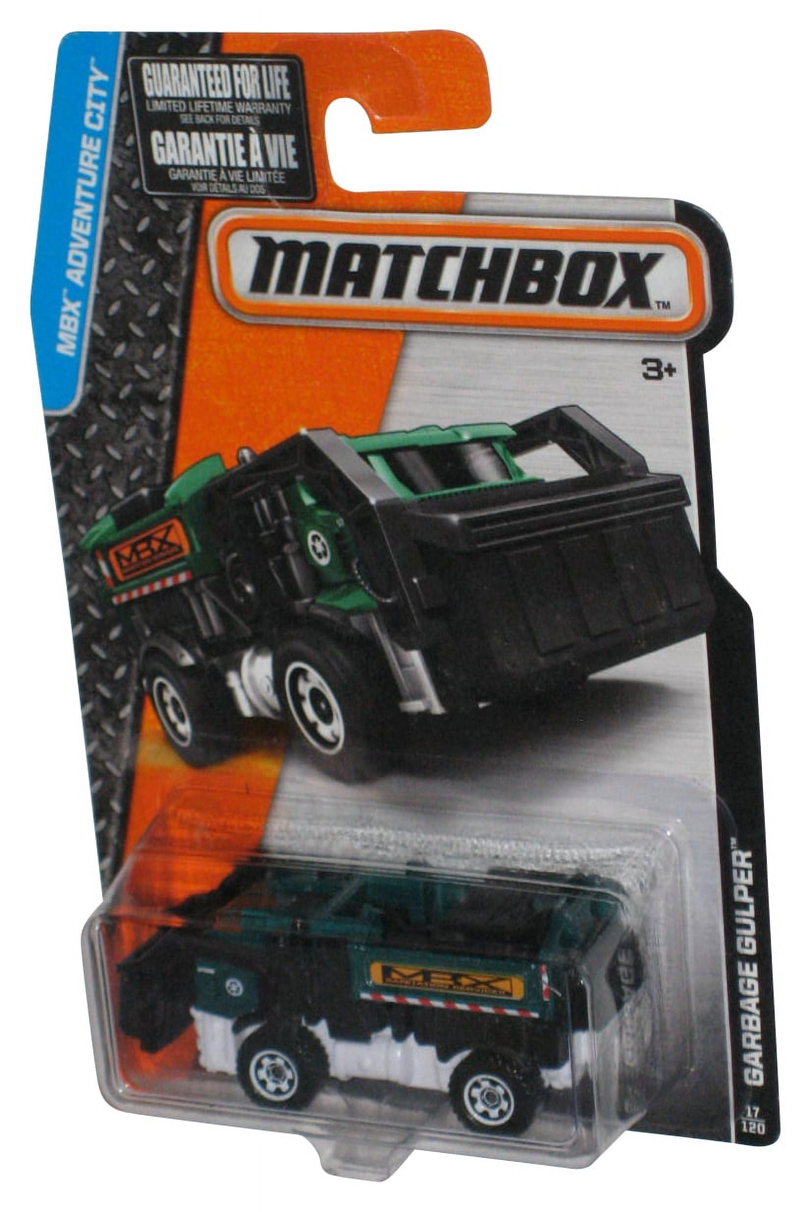 Matchbox MBX Adventure City (2015) Green & Black Garbage Gulper Truck ...
