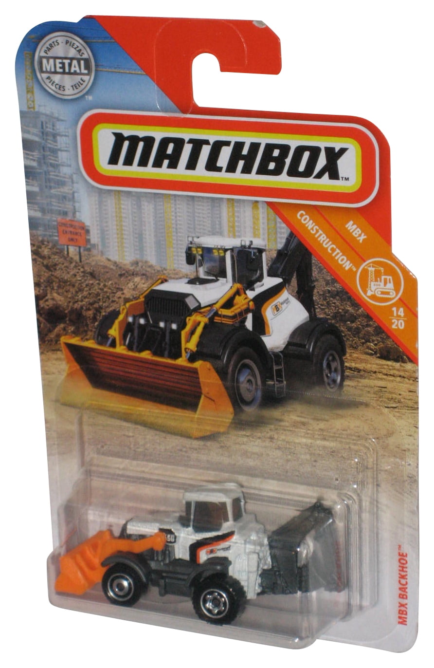 Matchbox MBX Construction 14/20 (2019) White Backhoe Metal Toy 23/100 ...