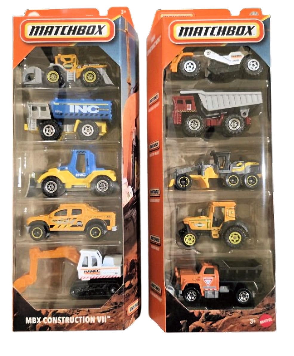 Matchbox MBX Construction Bundle of 2 x 5-Pack Die-Cast Vehicle Set ...