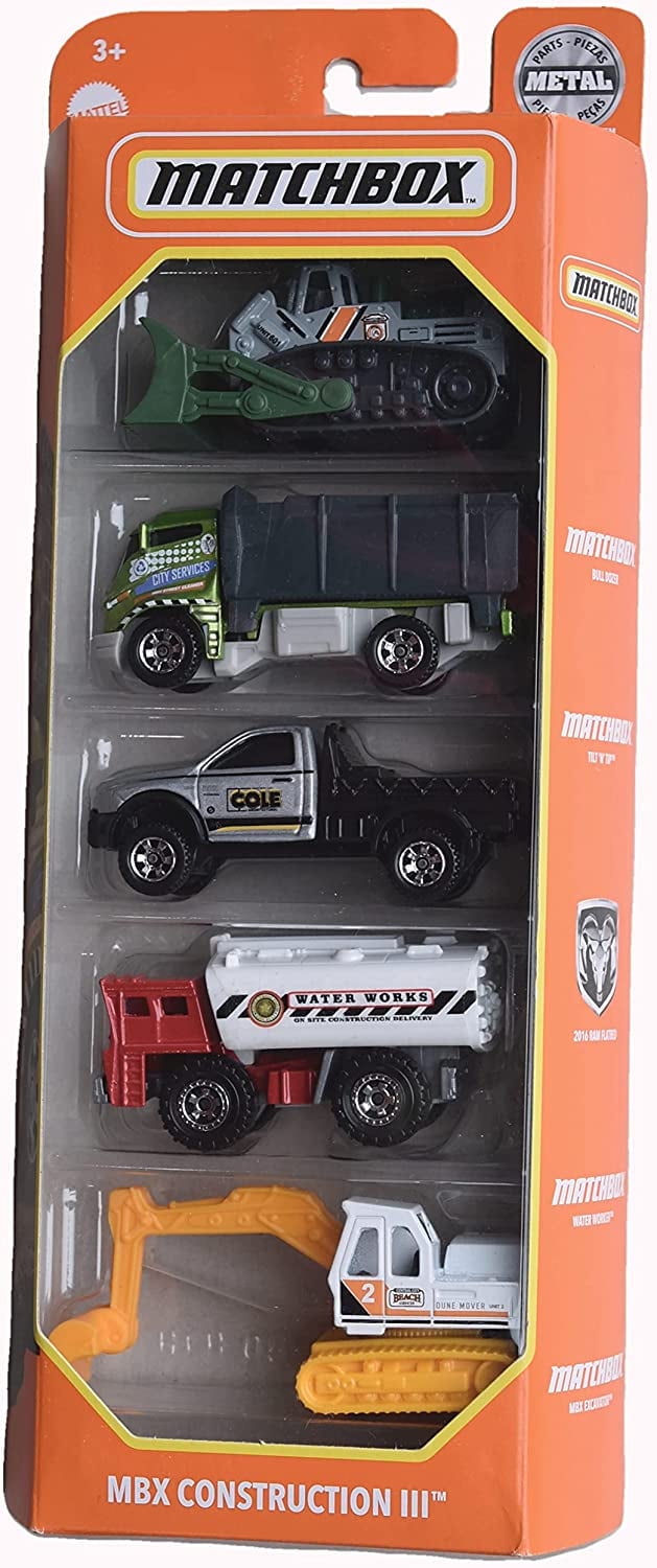 Matchbox MBX Construction III - 5 Pack 1:64 Scale Die-Cast Metal ...