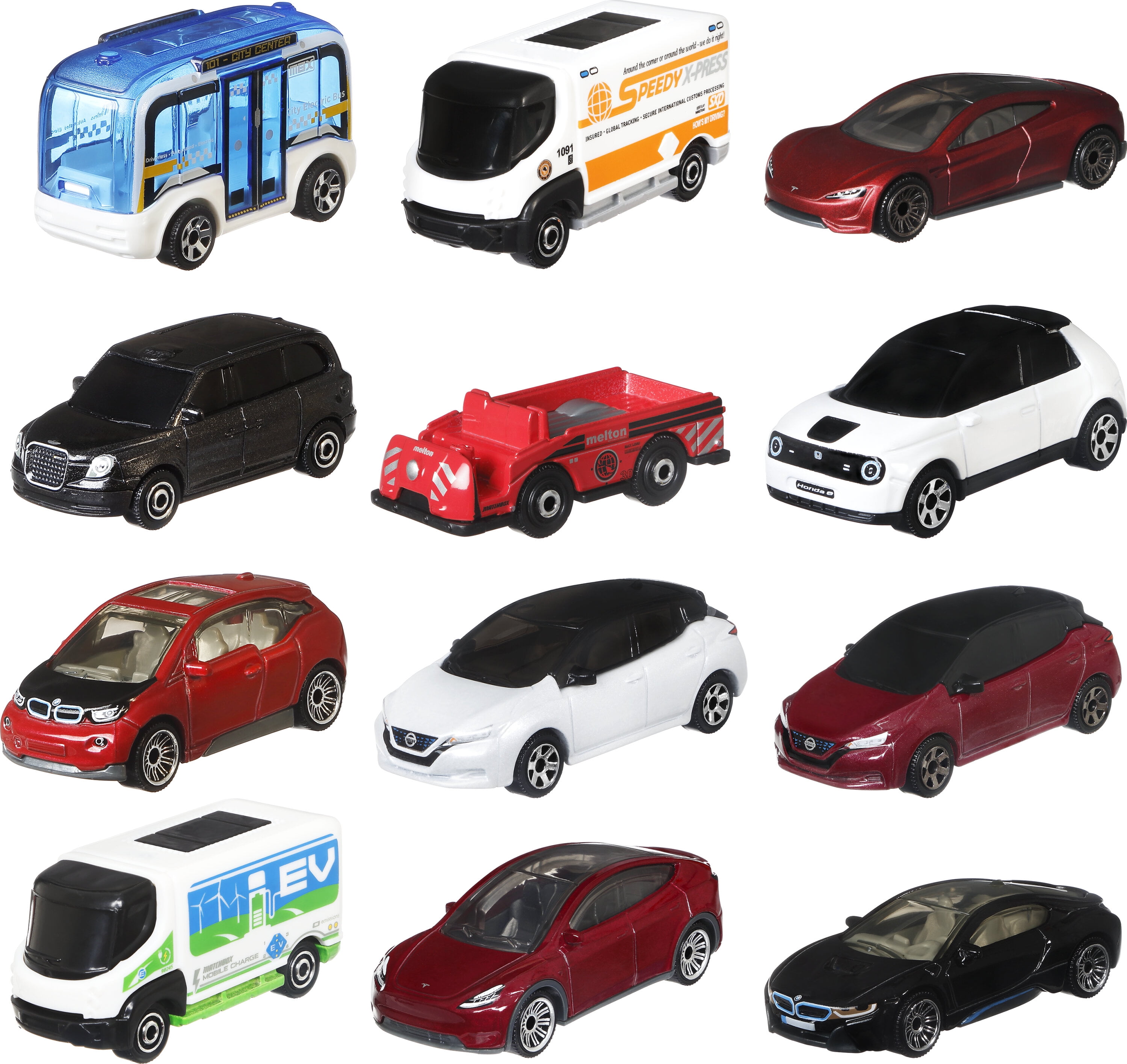Matchbox MBX Electric Drivers, 12 1:64 Scale Toy Cars, Collectibl Set ...