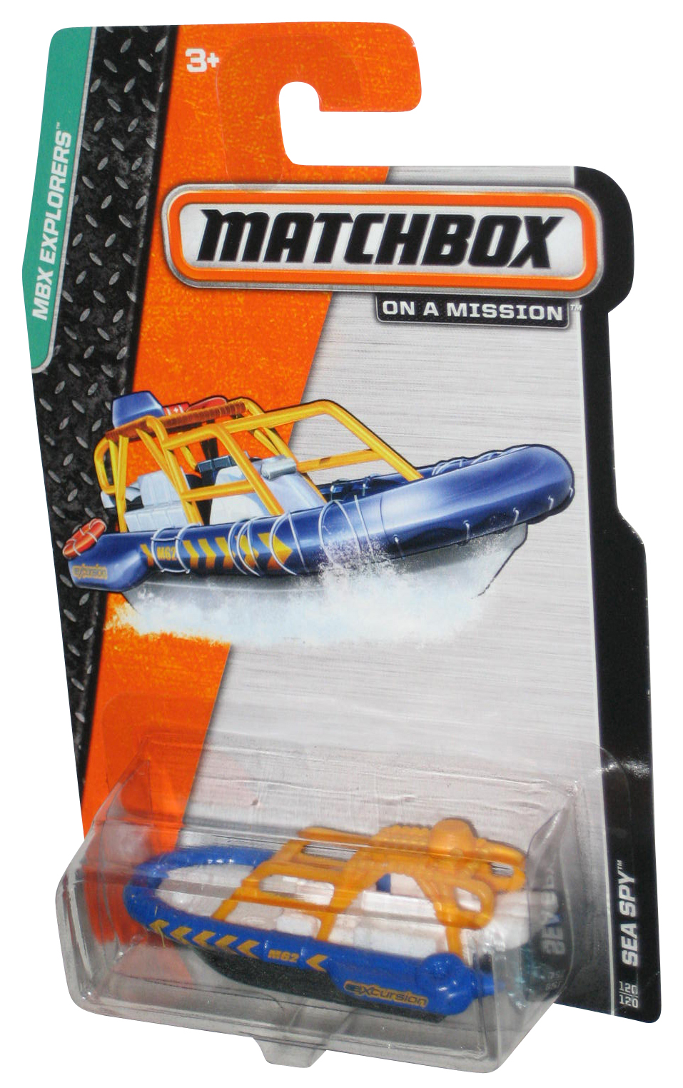 Matchbox MBX Explorers (2013) Yellow Blue White Sea Spy Toy Boat 120/ ...