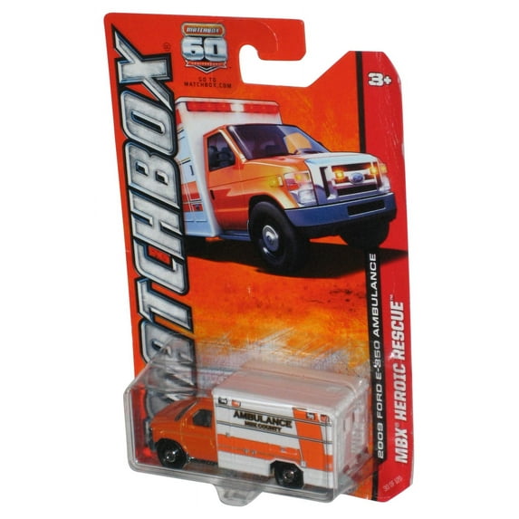Matchbox MBX Heroic Rescue 2009 Ford E-350 Ambulance Orange & White Toy 30/120 - Walmart.com