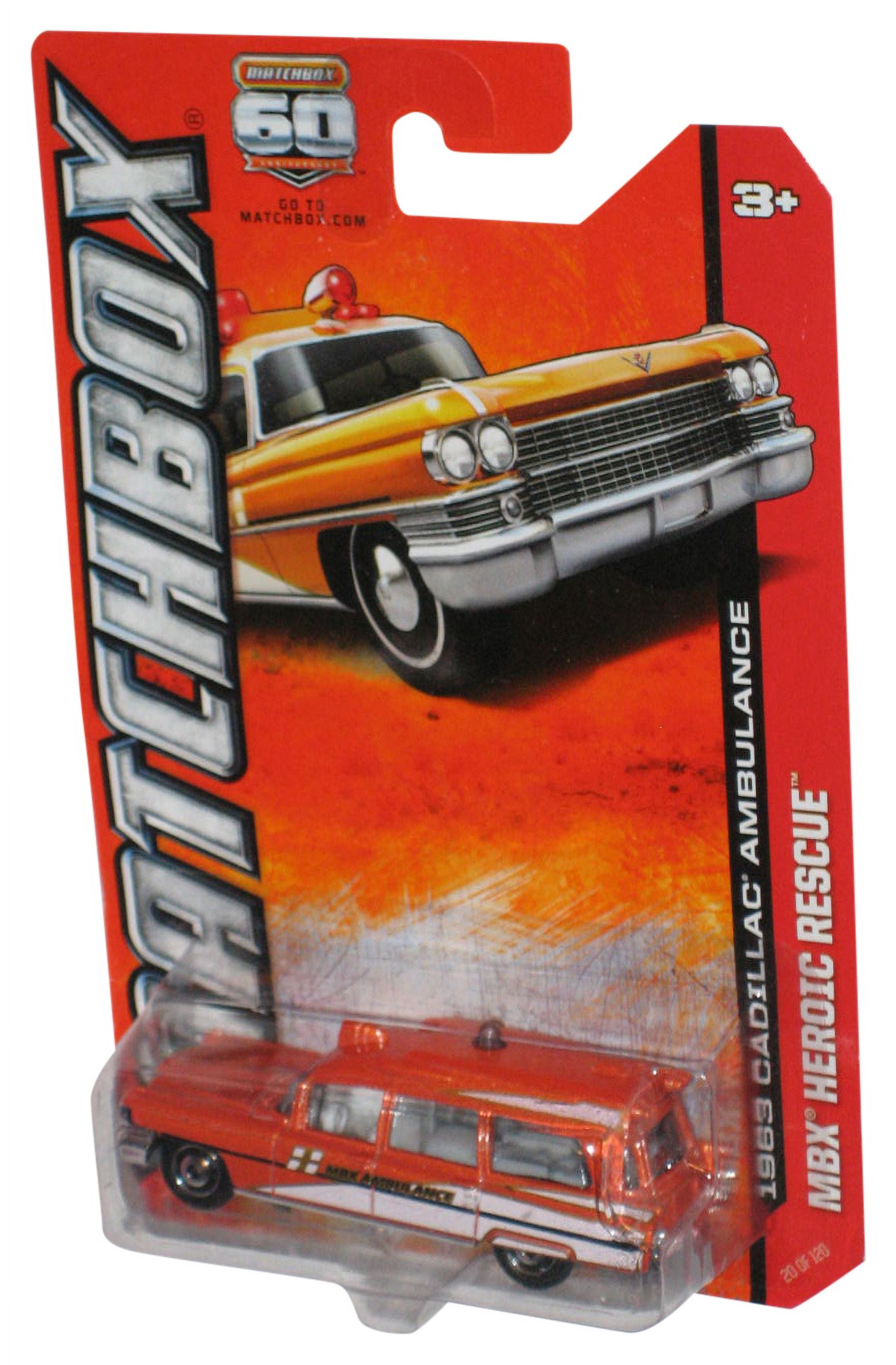 Matchbox MBX Heroic Rescue (2012) Orange 1963 Cadillac Ambulance Toy ...