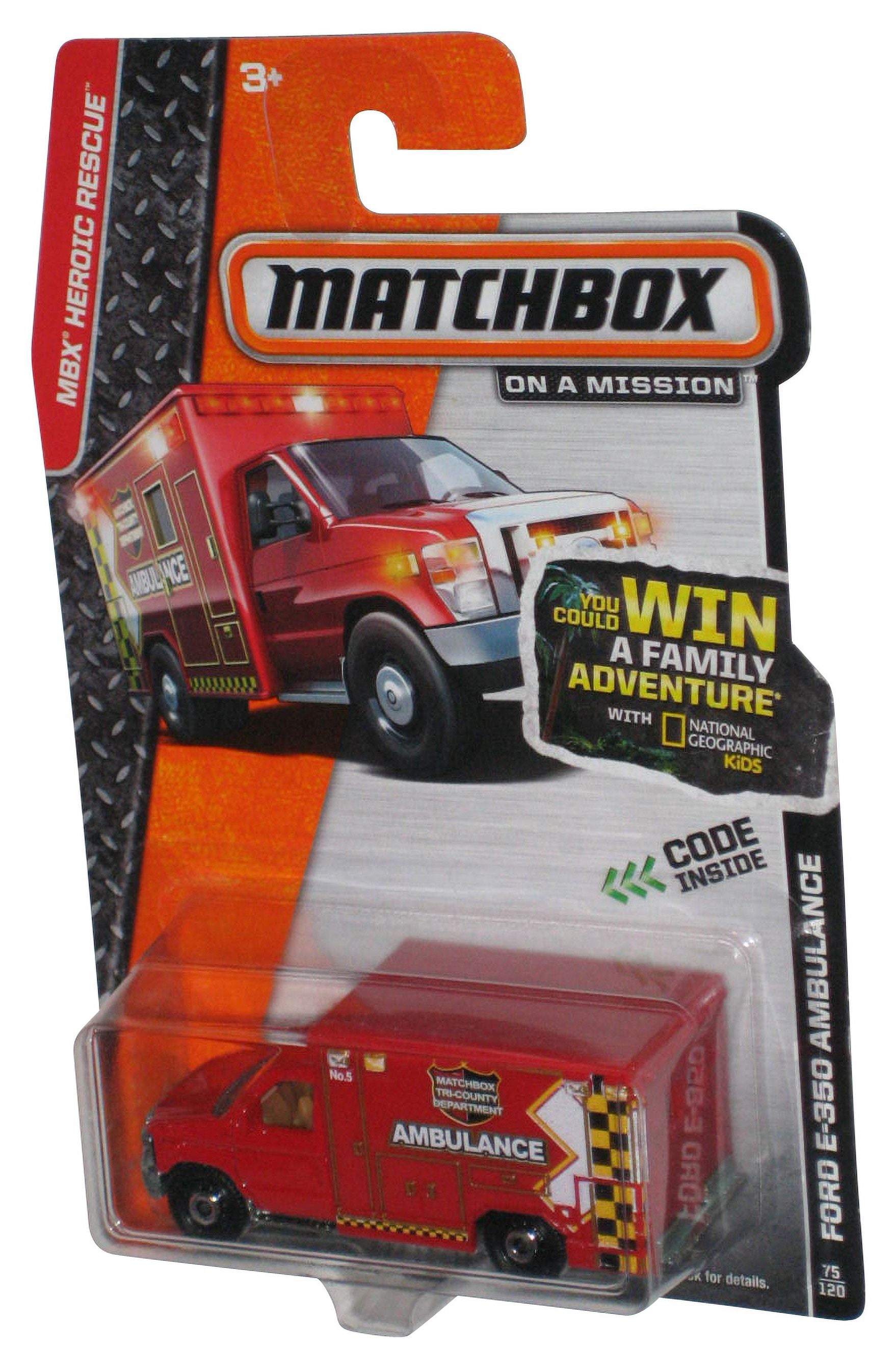Matchbox MBX Heroic Rescue (2013) Red Ford E-350 Ambulance Toy 75/120 ...