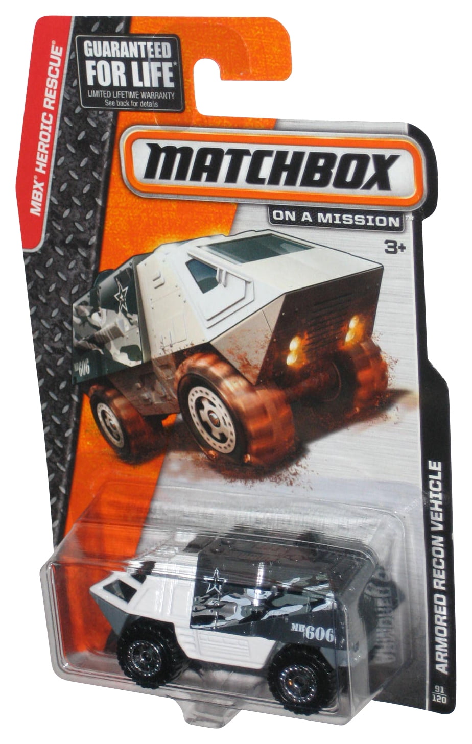 Matchbox MBX Heroic Rescue (2013) White Armored Recon Vehicle Toy 91/ ...