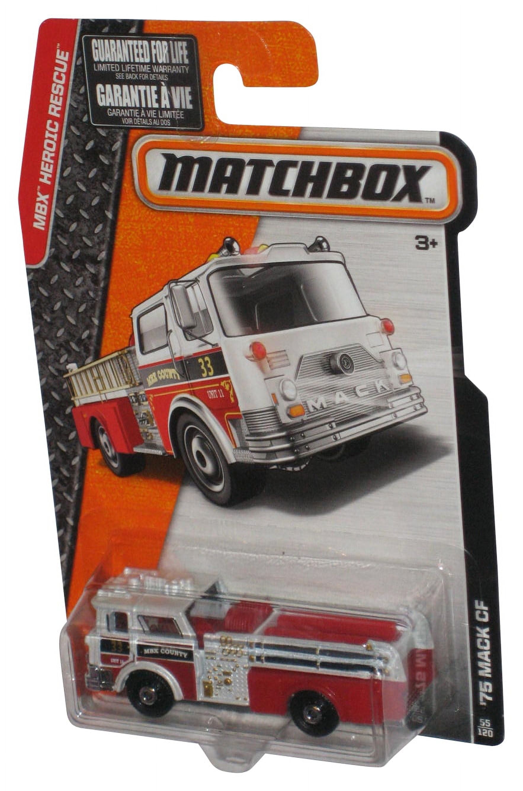 Matchbox MBX Heroic Rescue (2014) Red & White '75 Mack CF Toy Truck 55/ ...