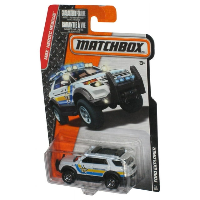 Matchbox MBX Heroic Rescue (2015) White Police Ford Explorer Toy Car 76 ...