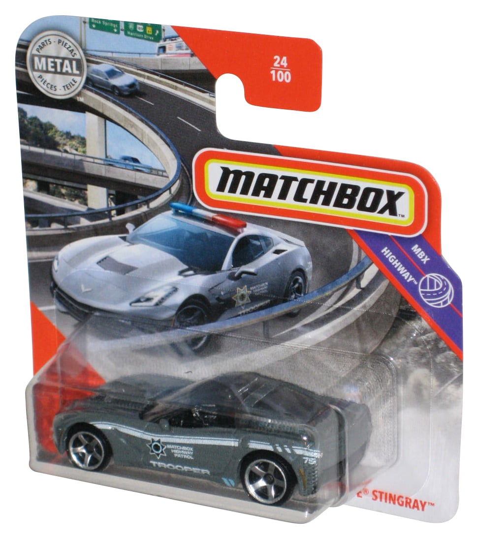 Matchbox MBX Highway Patrol Trooper (2019) Corvette Stingray Gray Car ...