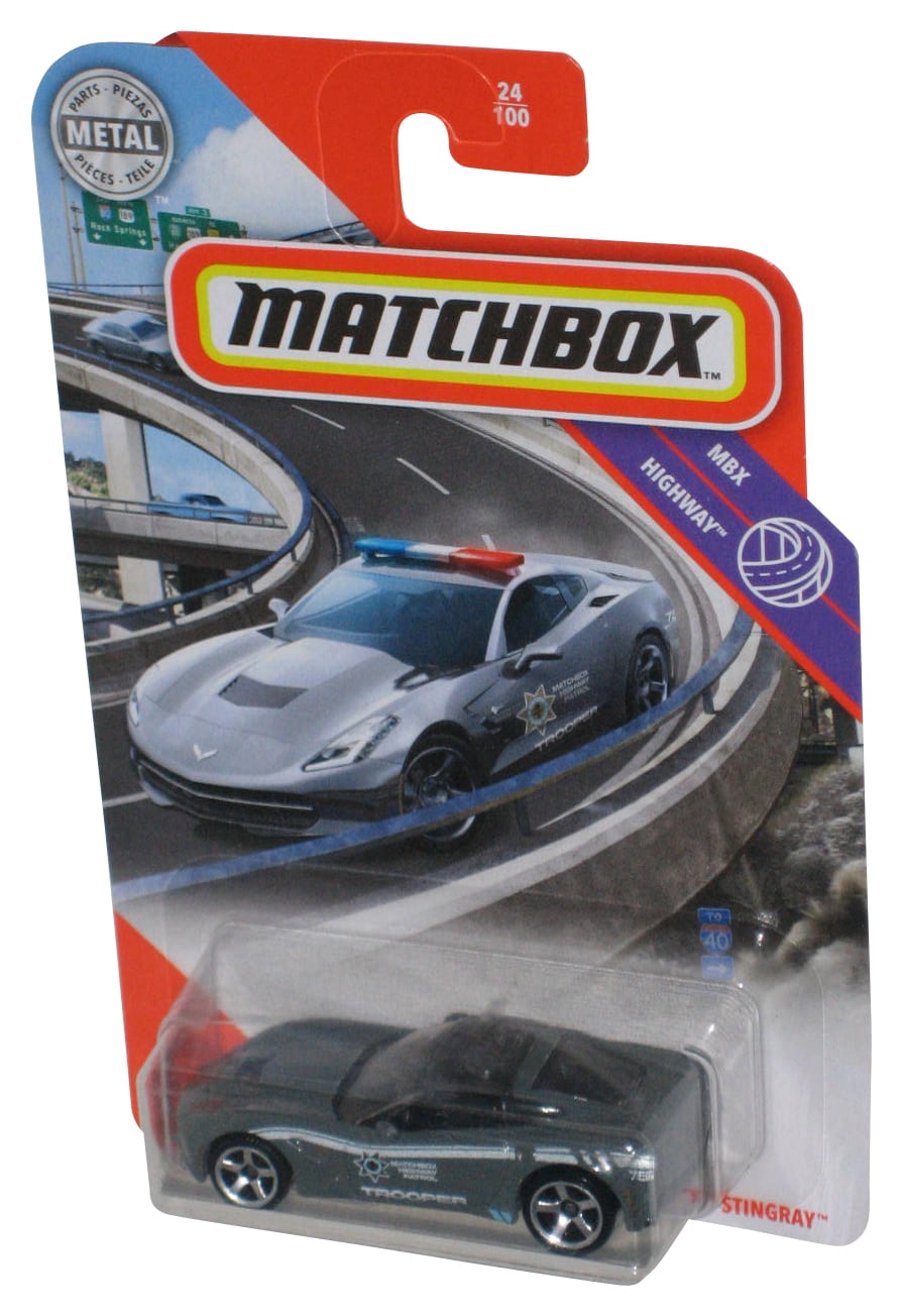 Matchbox MBX Highway Patrol Trooper (2019) Corvette Stingray Gray Toy ...