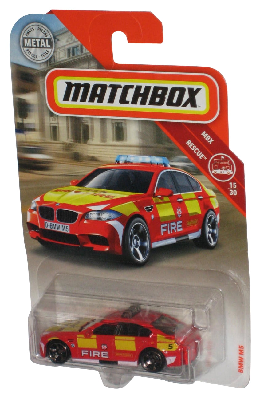 Matchbox MBX Rescue (2018) Red BMW M5 Fire Die-Cast Metal Toy Car 15/30 ...