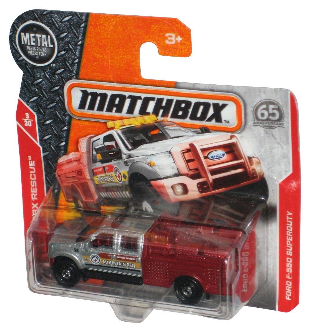 Matchbox MBX Rescue 3/30 (2017) Silver & Red Ford F-550 Superduty Truck ...