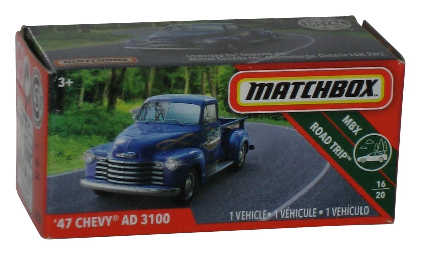 Matchbox MBX Road Trip 16/20 (2018) Power Grabs Box Blue '47 Chevy AD ...