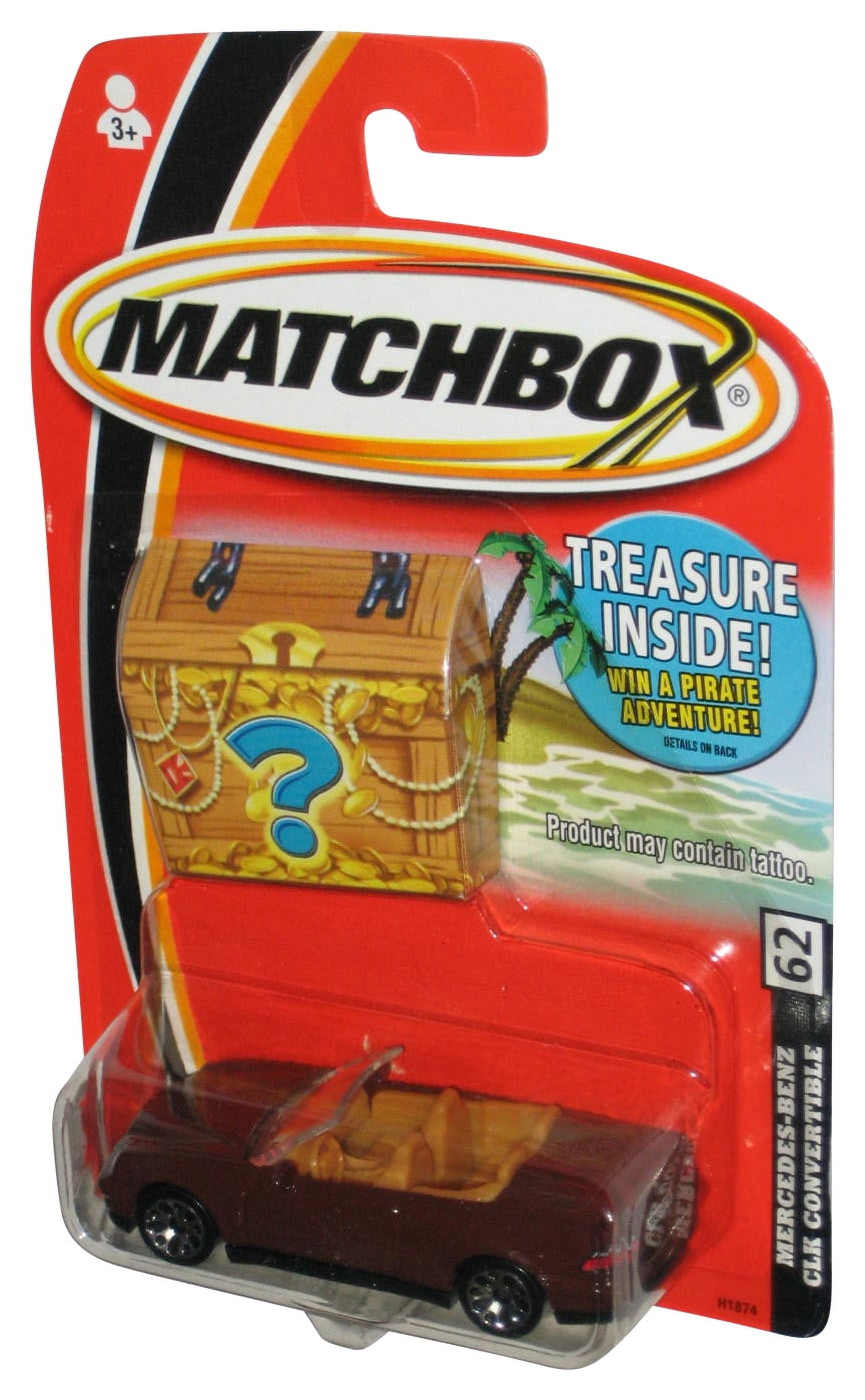 Matchbox Mercedes-Benz CLK Convertible (2005) Red Toy Car #62 w ...