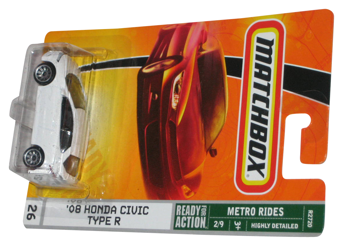 Matchbox Metro Rides 2/9 (2008) White '08 Honda Civic Type R Toy Car ...