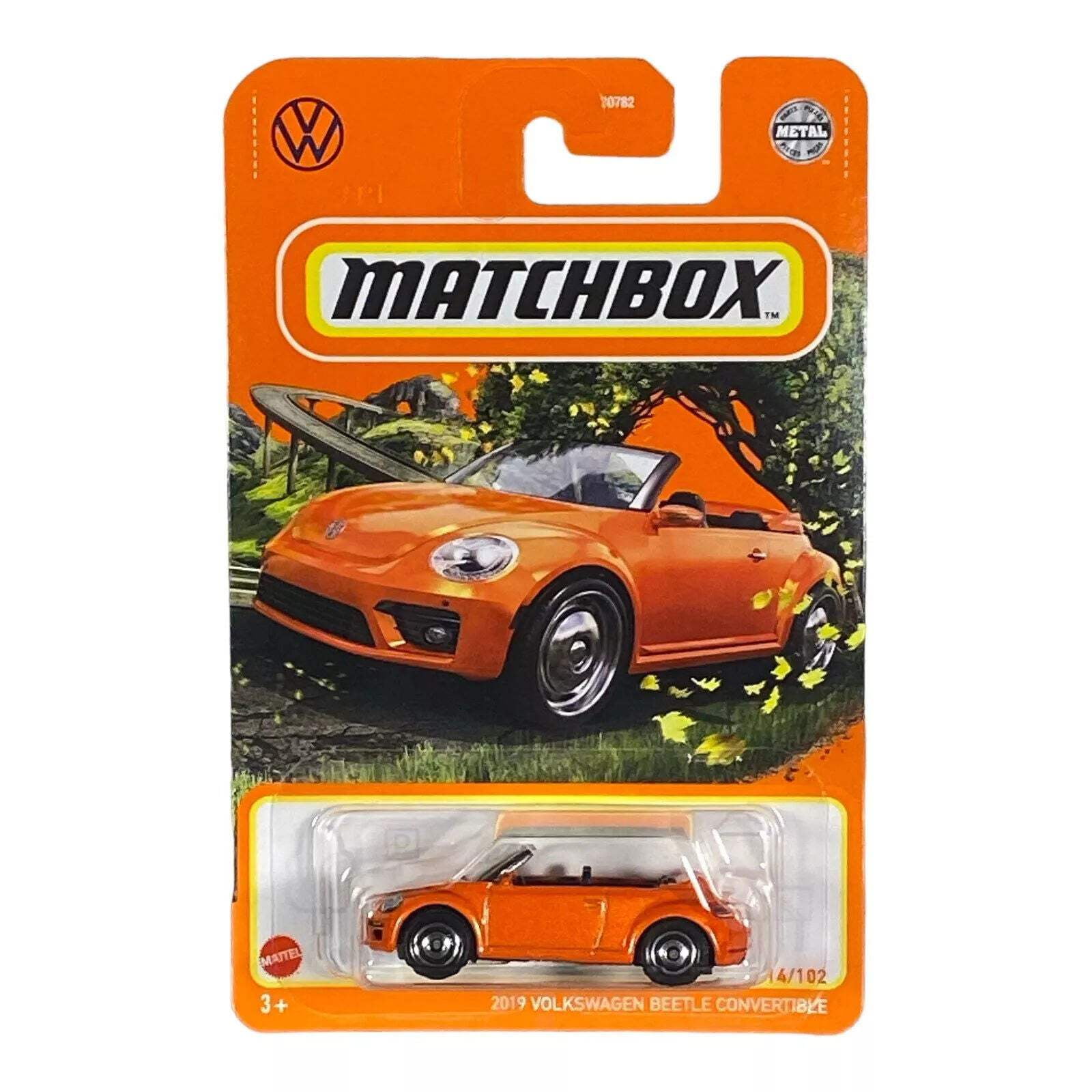 Matchbox Orange 2019 Volkswagen Beetle Convertible Metal Toy Car 14/102 ...