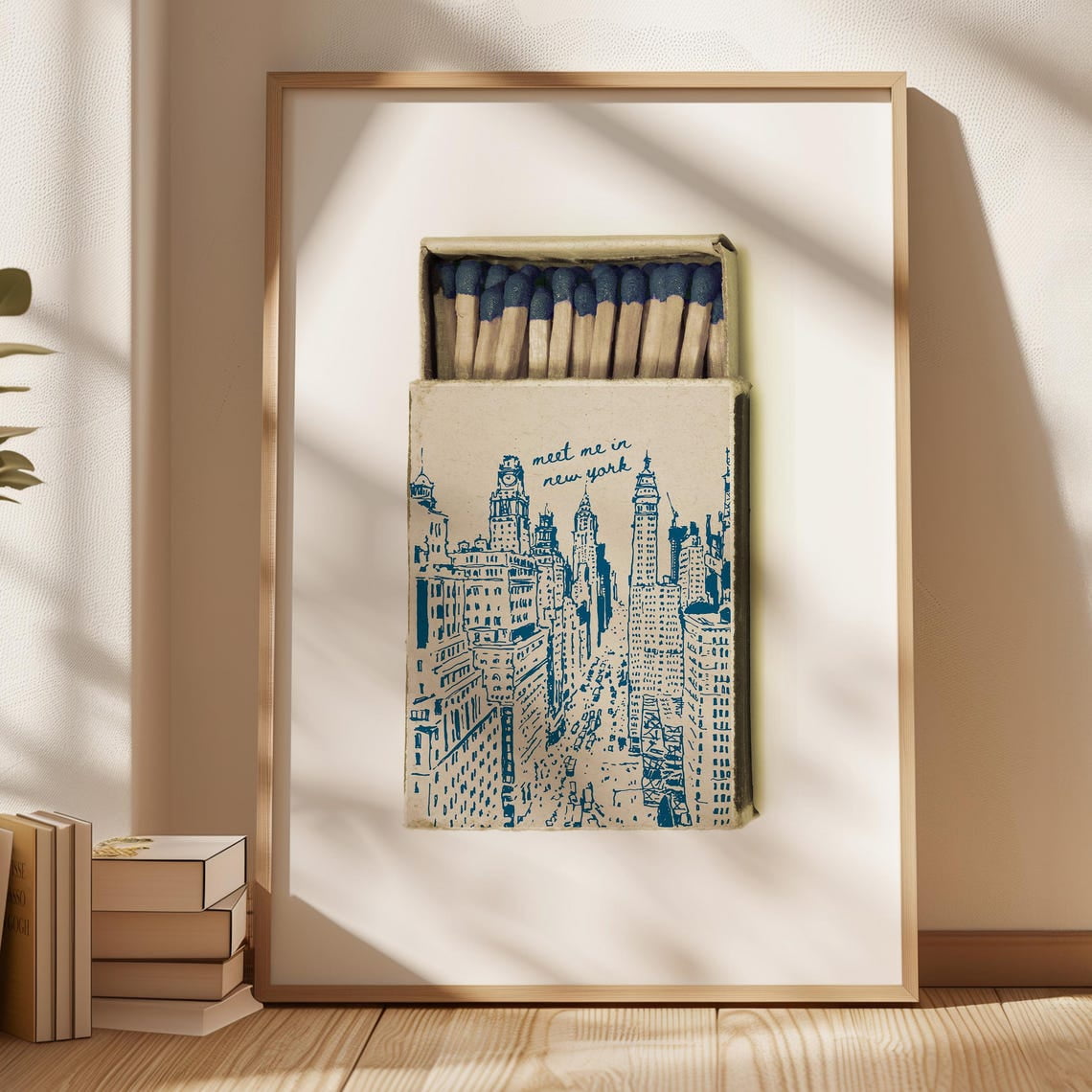 Matchbox Print New York City Matches Wall Art Retro Nyc Matchbook Blue ...
