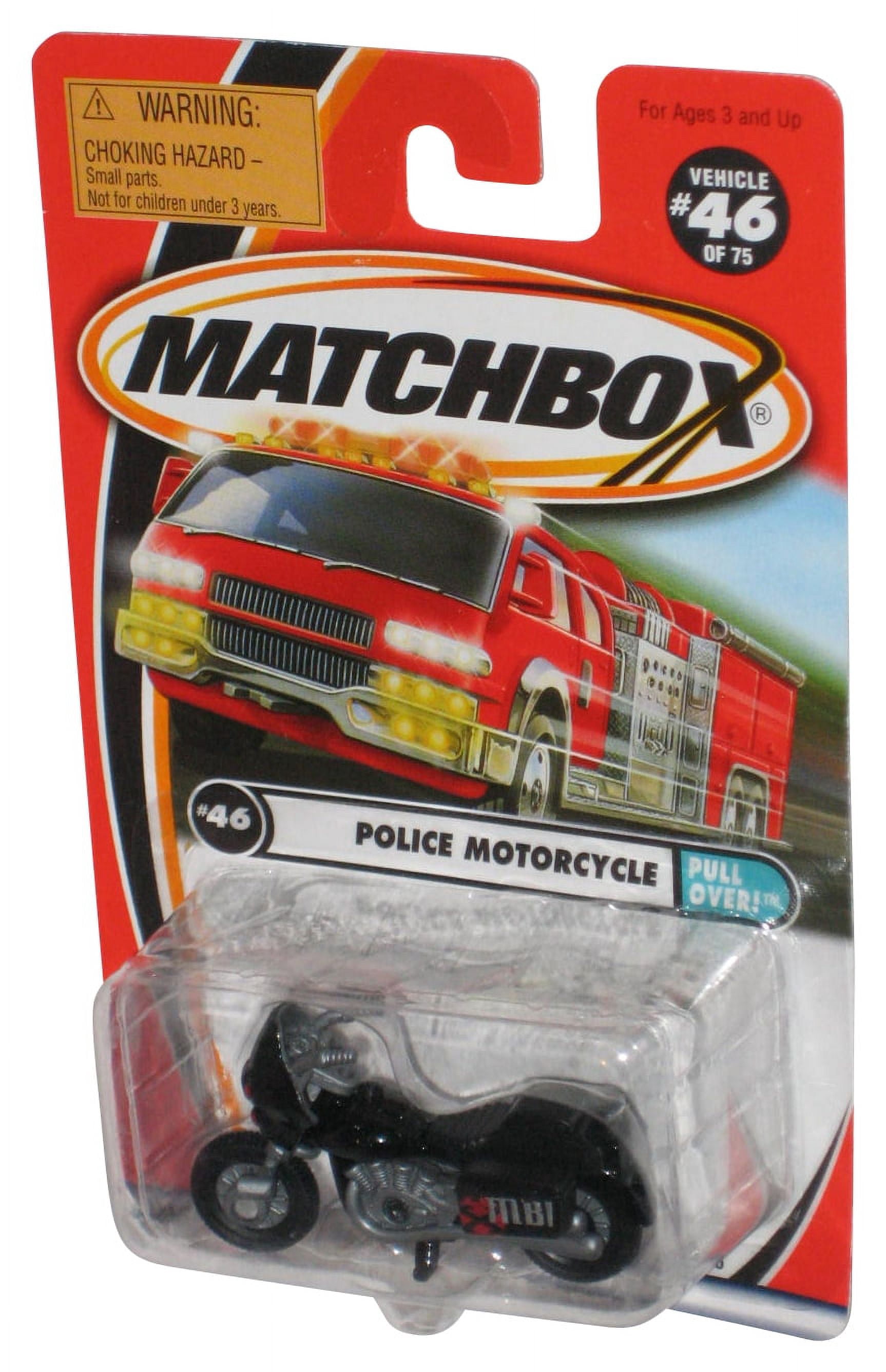 Matchbox Pull Over! (2000) Mattel Police Motorcycle Black Toy Bike #46/ ...