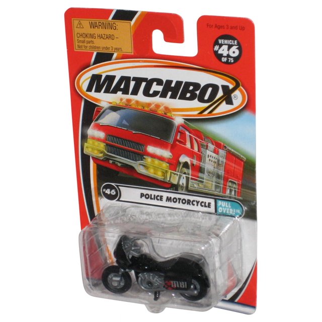 Matchbox Pull Over! (2000) Mattel Police Motorcycle Black Toy Bike #46/ ...