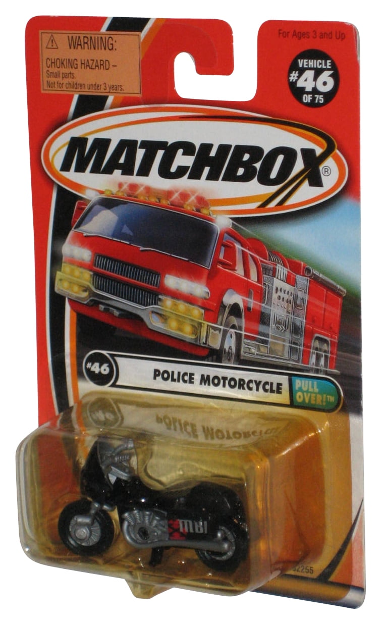 Matchbox Pull Over! (2000) Police Motorcycle Black Toy Bike #46/75 ...