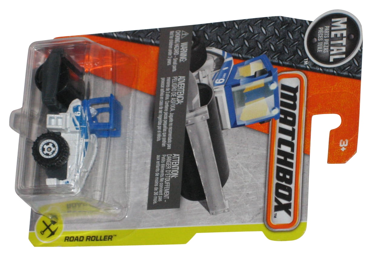Matchbox Road Roller (2016) Mattel White & Blue Toy Vehicle #39/125 ...