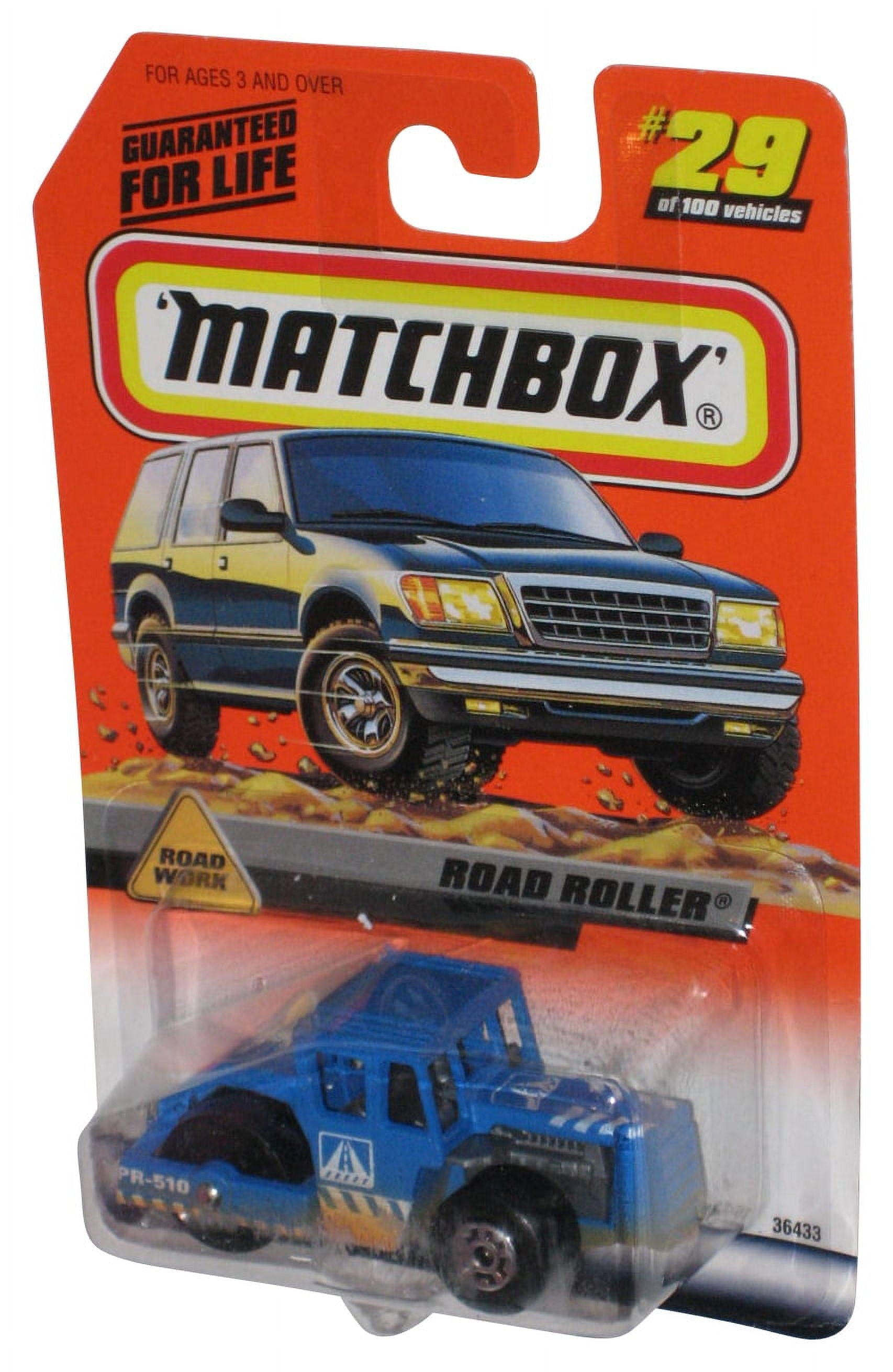 Matchbox Road Work Road Roller (1998) Blue Die-Cast Construction Toy 29 ...