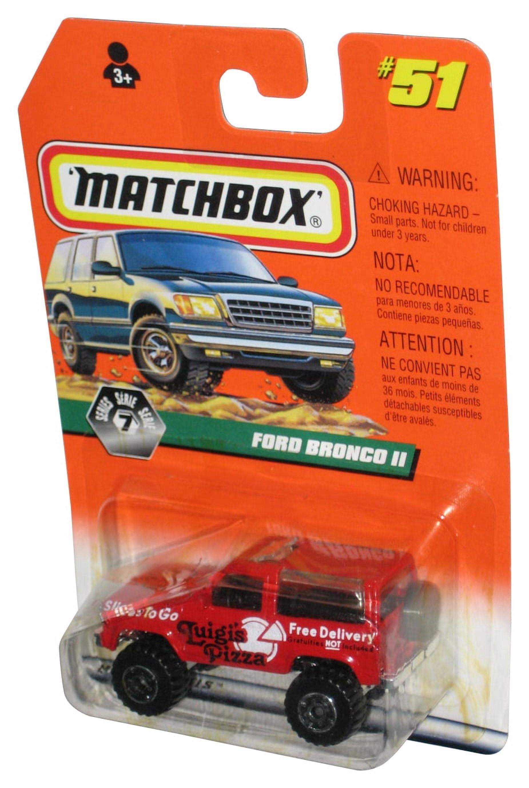 Matchbox Rough 'N Tough (1997) Red Ford Bronco II Luigi's Pizza Toy ...