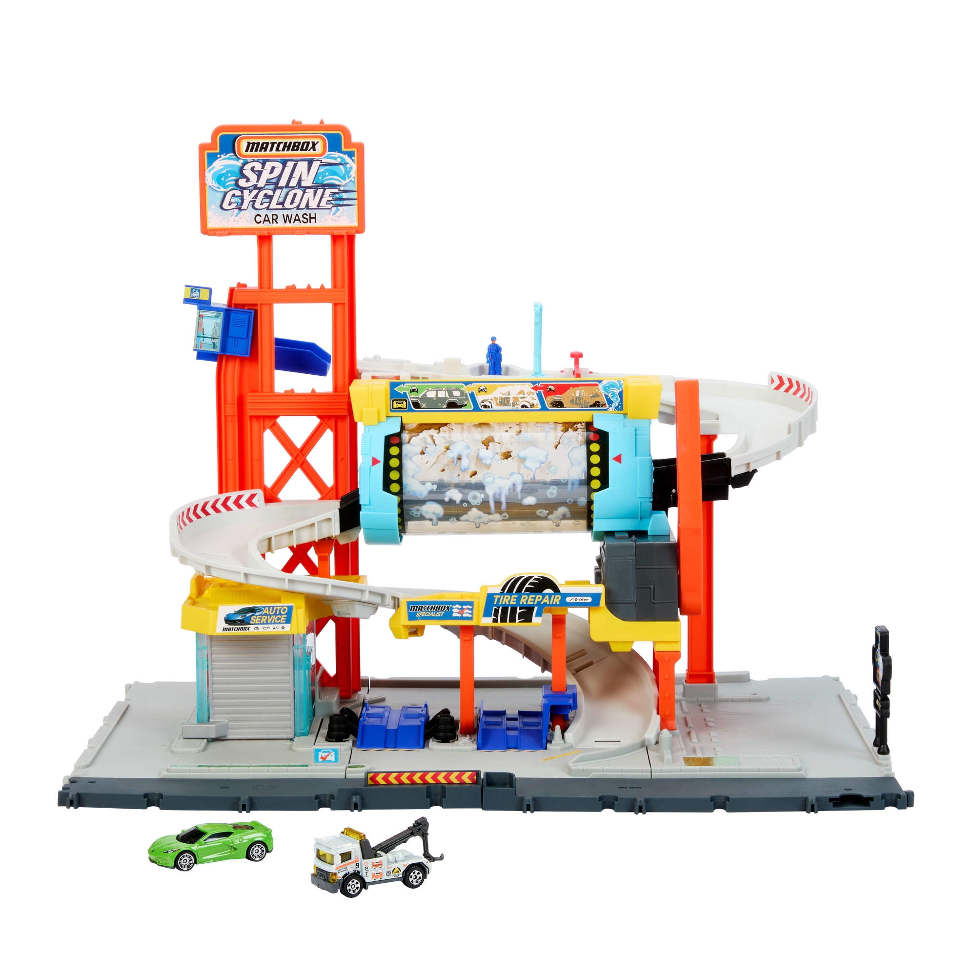 Matchbox Spin Cyclone Car Wash Playset with 1:64 Scale Die-Cast Toy ...