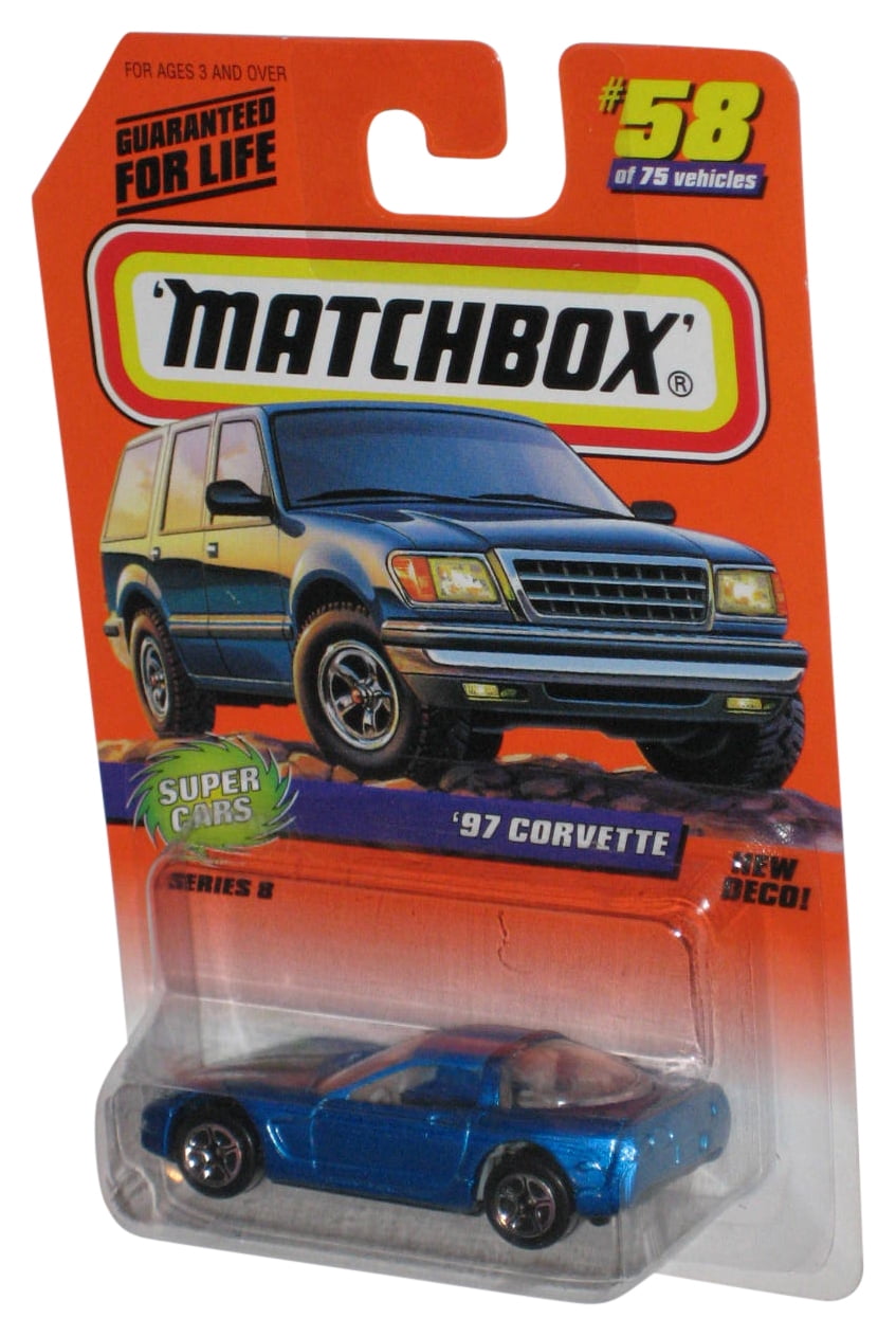 Matchbox Super Cars Series 8 (1997) Blue '97 Corvette Toy Car #58/75 ...