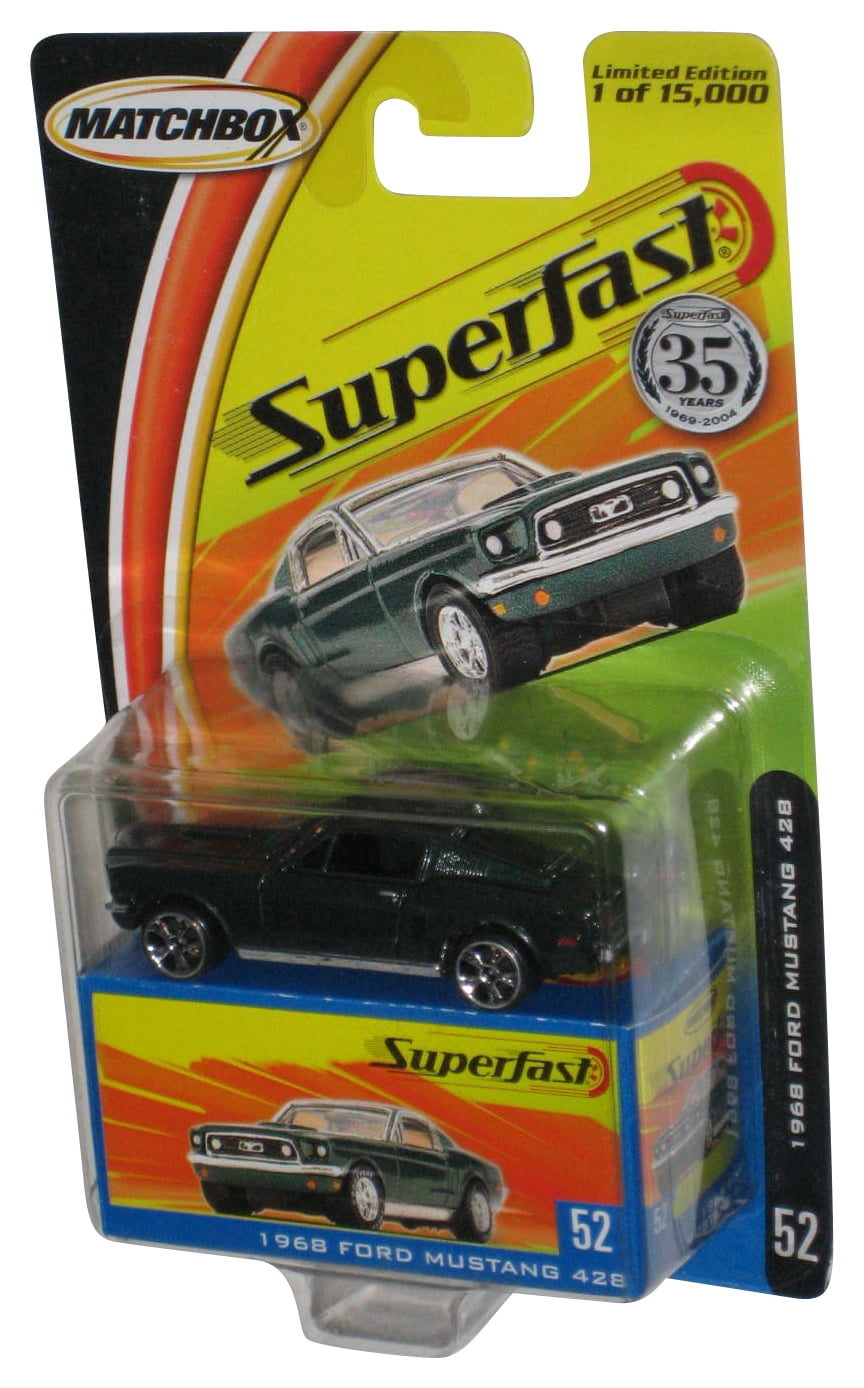 Matchbox Superfast 1968 Ford Mustang 428 Green Die-Cast Toy Car #52 ...