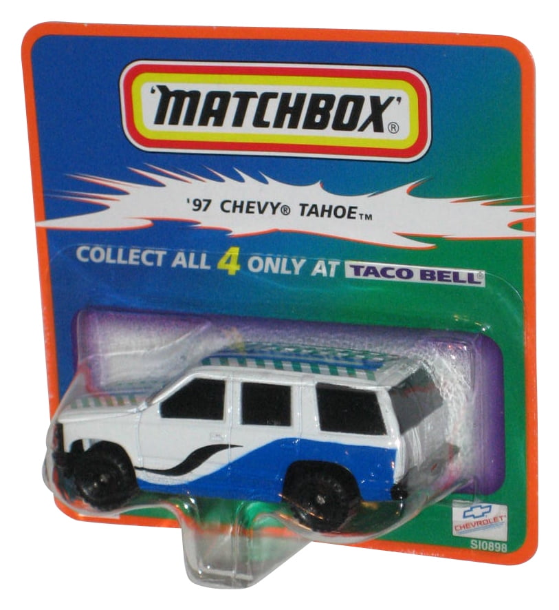 Matchbox Taco Bell '97 Chevy Tahoe (1999) White & Blue Die-Cast Toy Car ...