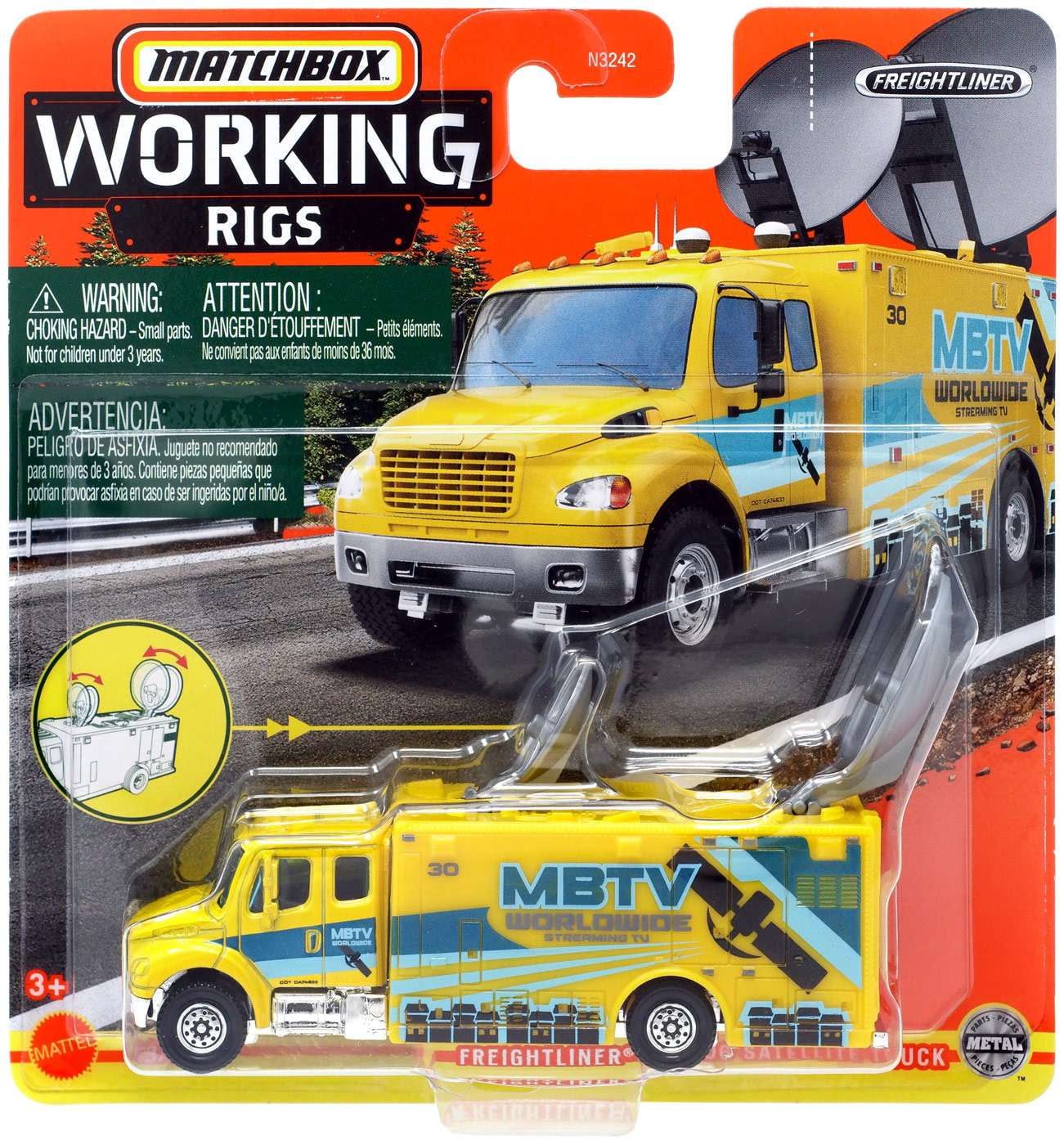 Matchbox Working Rigs Freightliner M2 106 Satellite Truck Diecast Toy ...