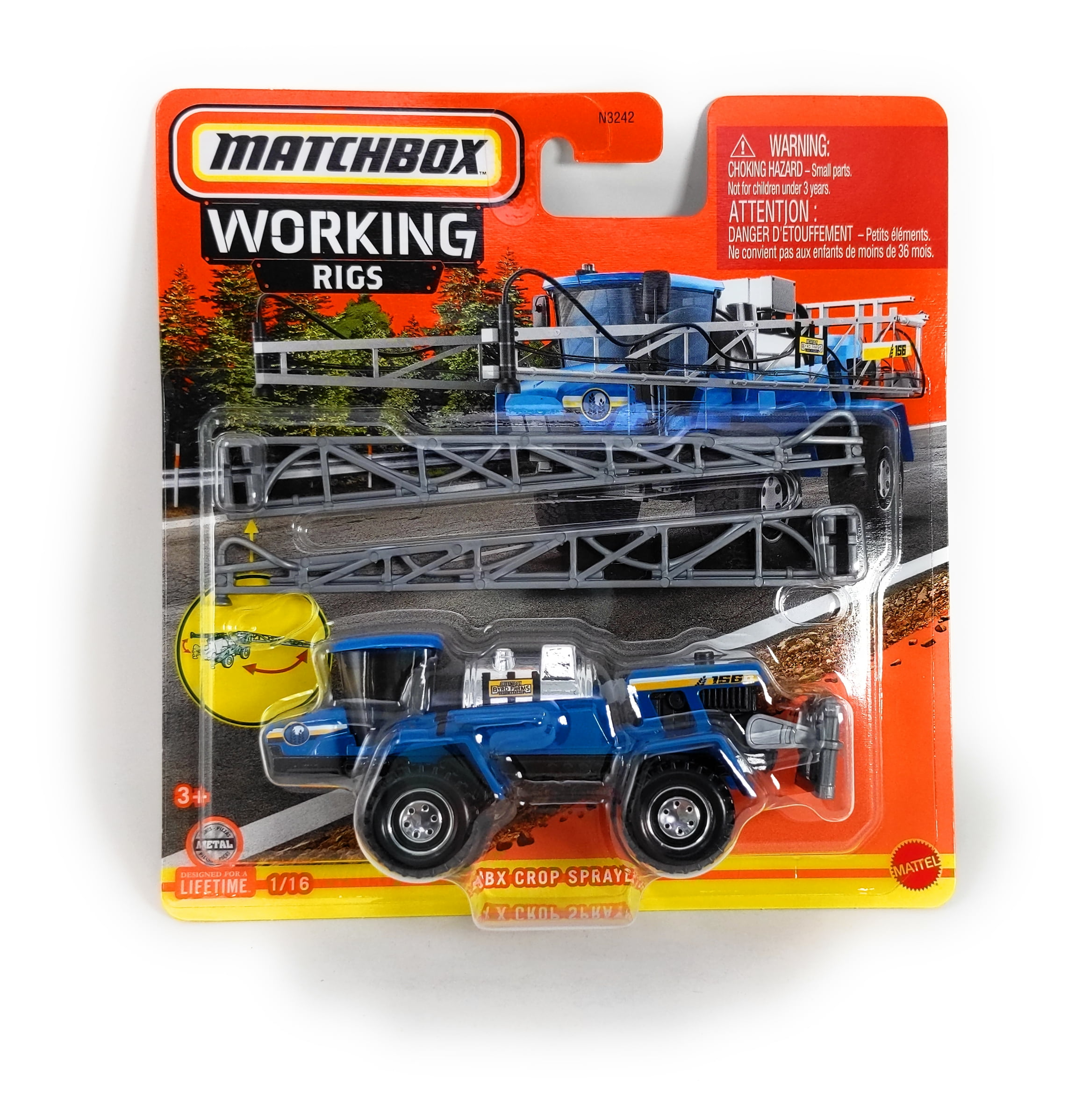 Matchbox Working Rigs Toy, Blue MBX Crop Sprayer Model, 1:64 Scale, 1/ ...