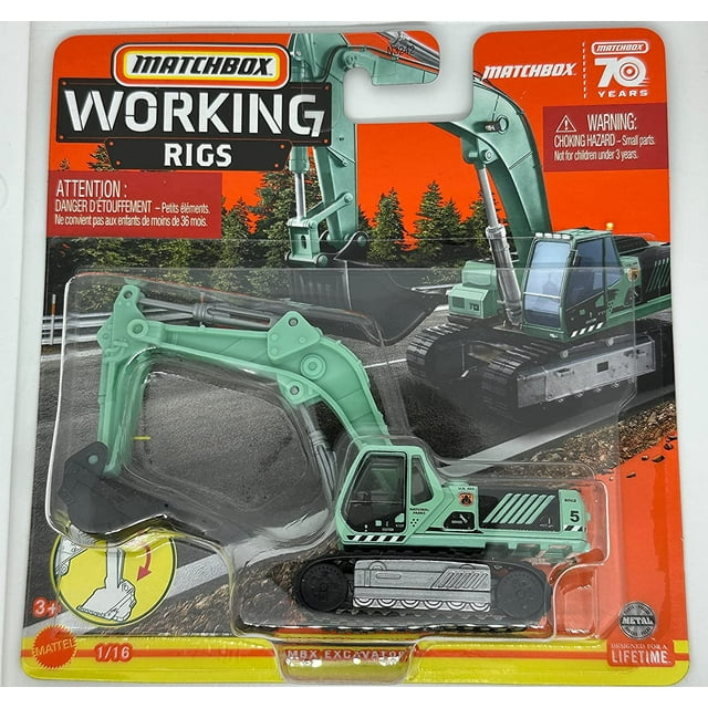 Matchbox Toys: Working Rigs MBX Excavator (Green) - 1:64 Scale Die-Cast ...