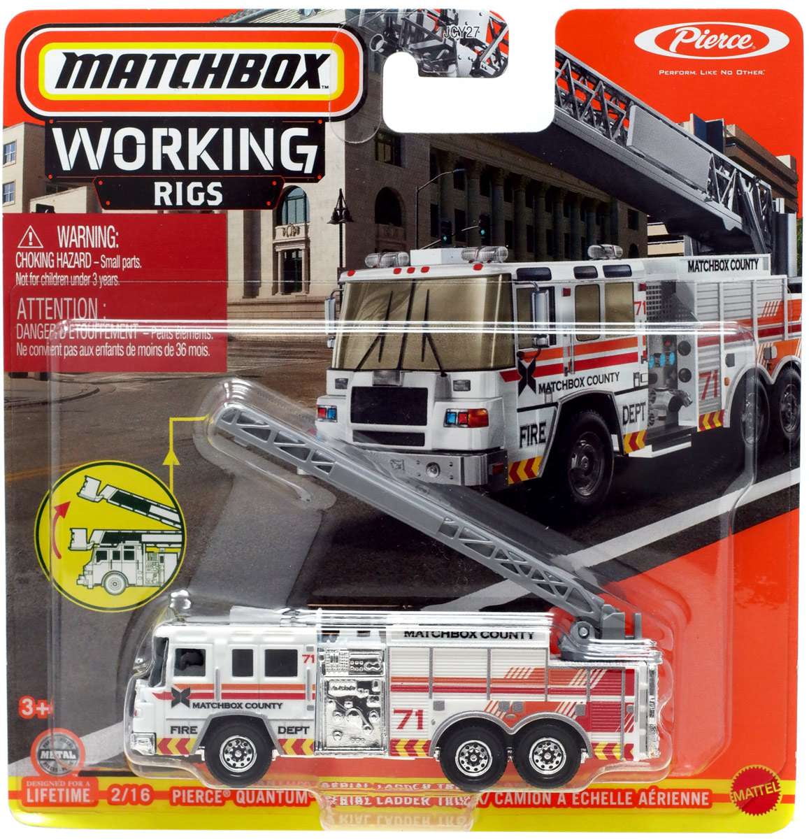 Matchbox Working Rigs Pierce Quantum Aerial Ladder Truck Diecast ...
