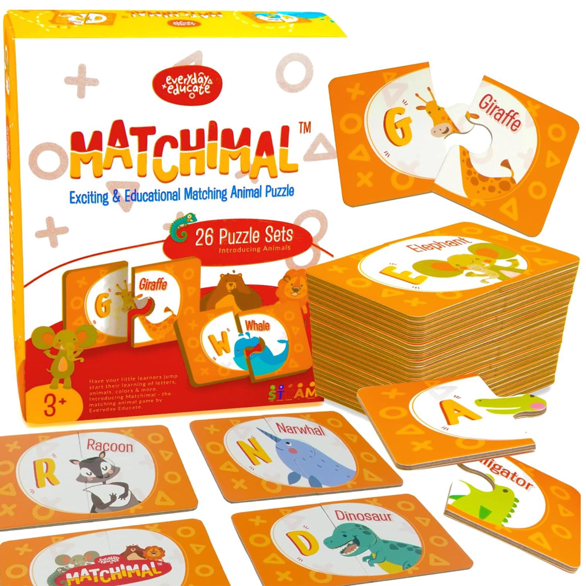Matchimal 26 Pair Animal IFF17 Matching Alphabet Memory Game for ...