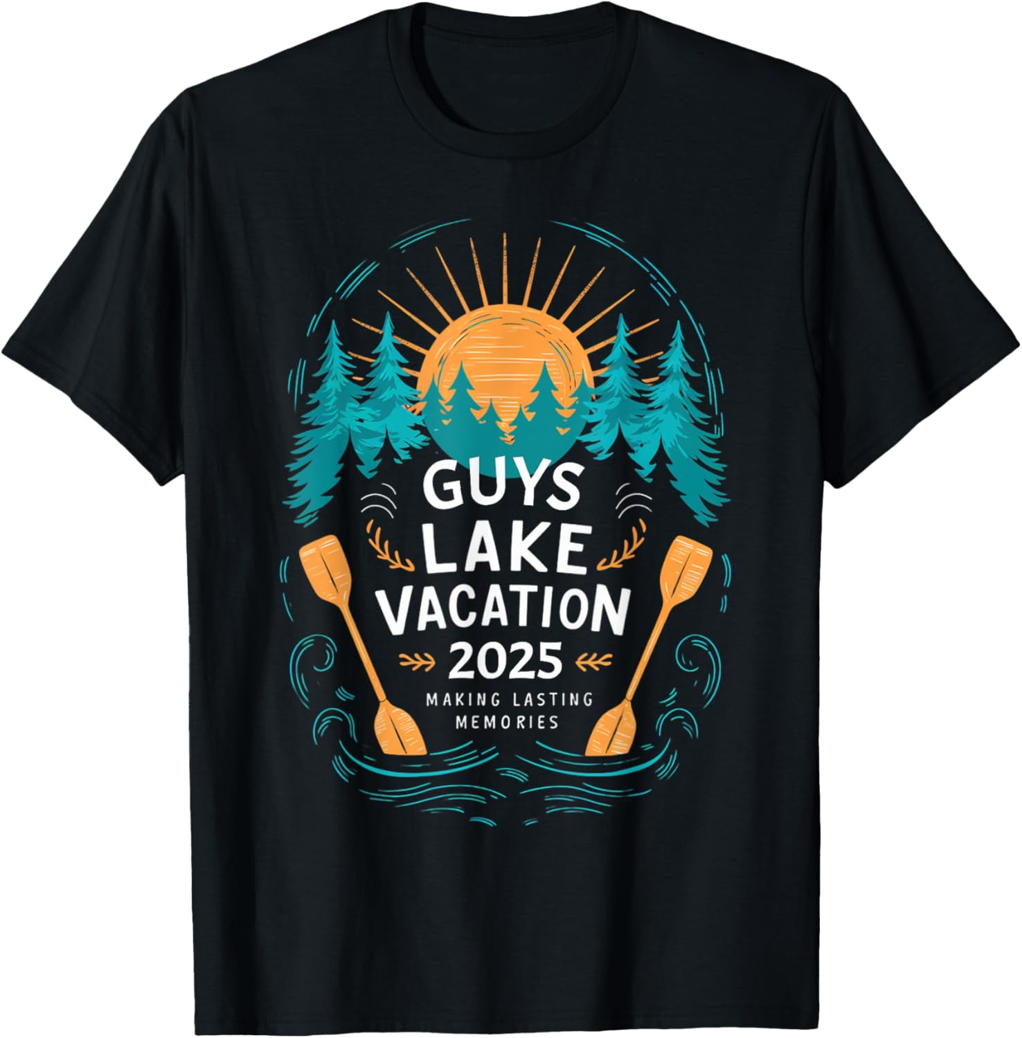 Matching 2025 Camping Hiking Cabin Guys Lake Vacation 2025 T-Shirt ...