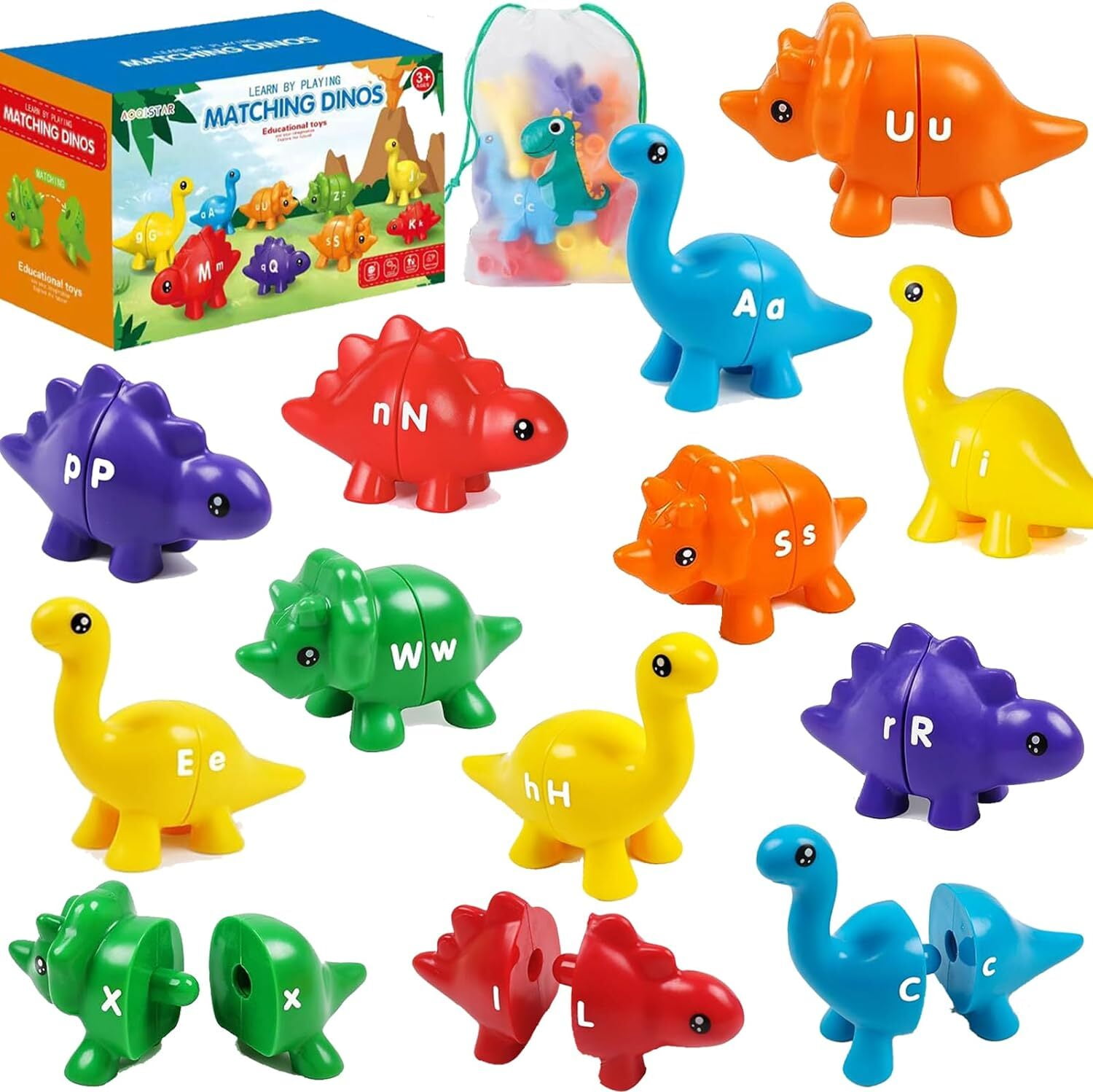 Matching Alphabet Dinosaur Toys for Kids 3-5, Learning ABC Letter for ...