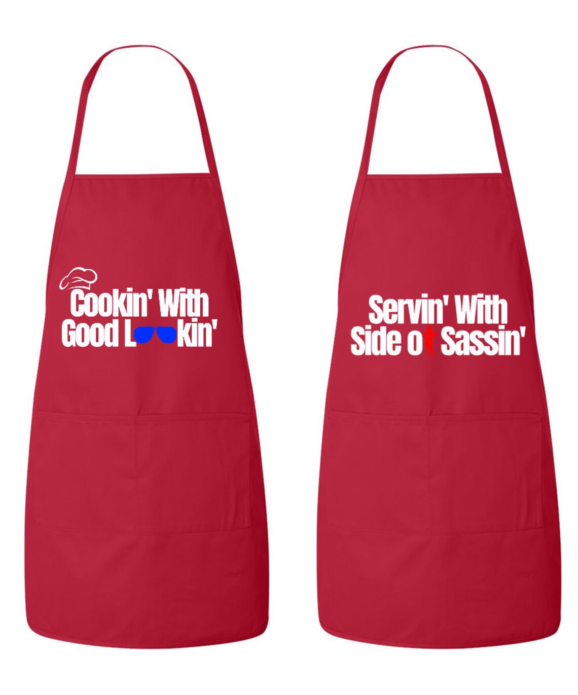 Matching His and Hers Apron Set - Cookin with good lookin, Servin with ...