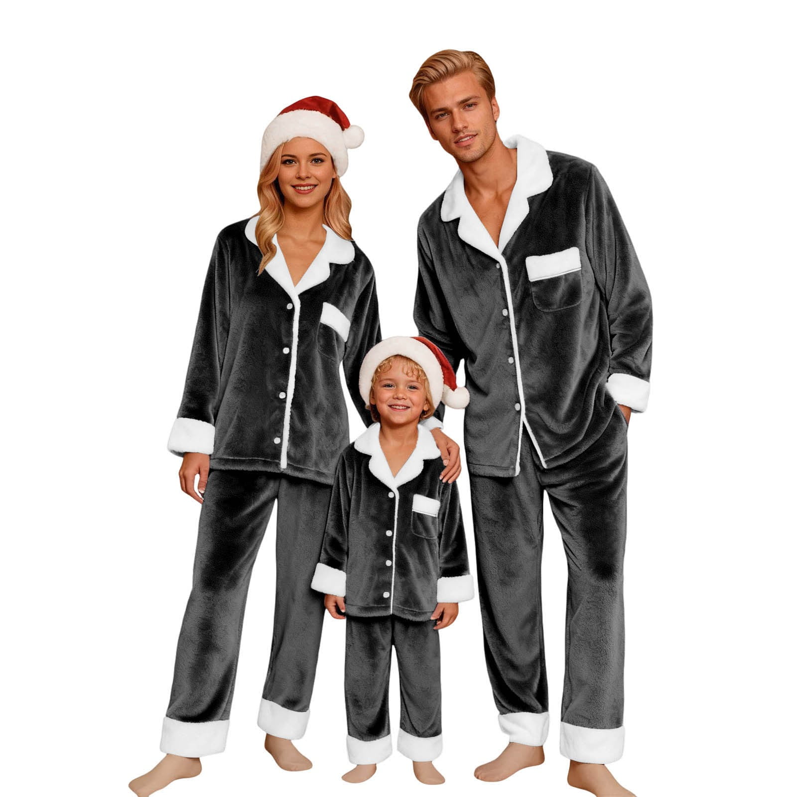 Matching Christmas Pajamas for Family Plush Christmas Pajamas Long ...