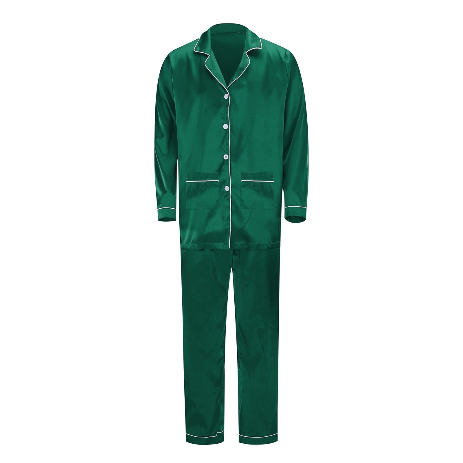 Matching Christmas Pajamas for Family Satin Silk Button Down Solid Long ...