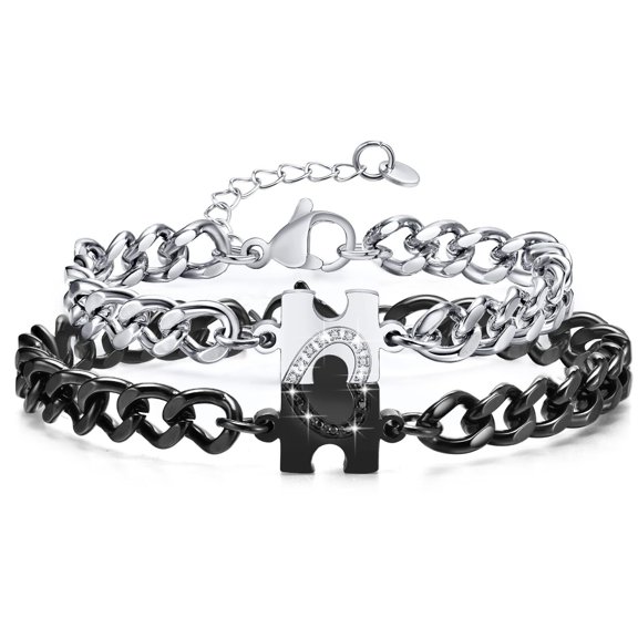 Matching Couple Cuban Chain Bracelets Gifts for Boyfriend Husband ...
