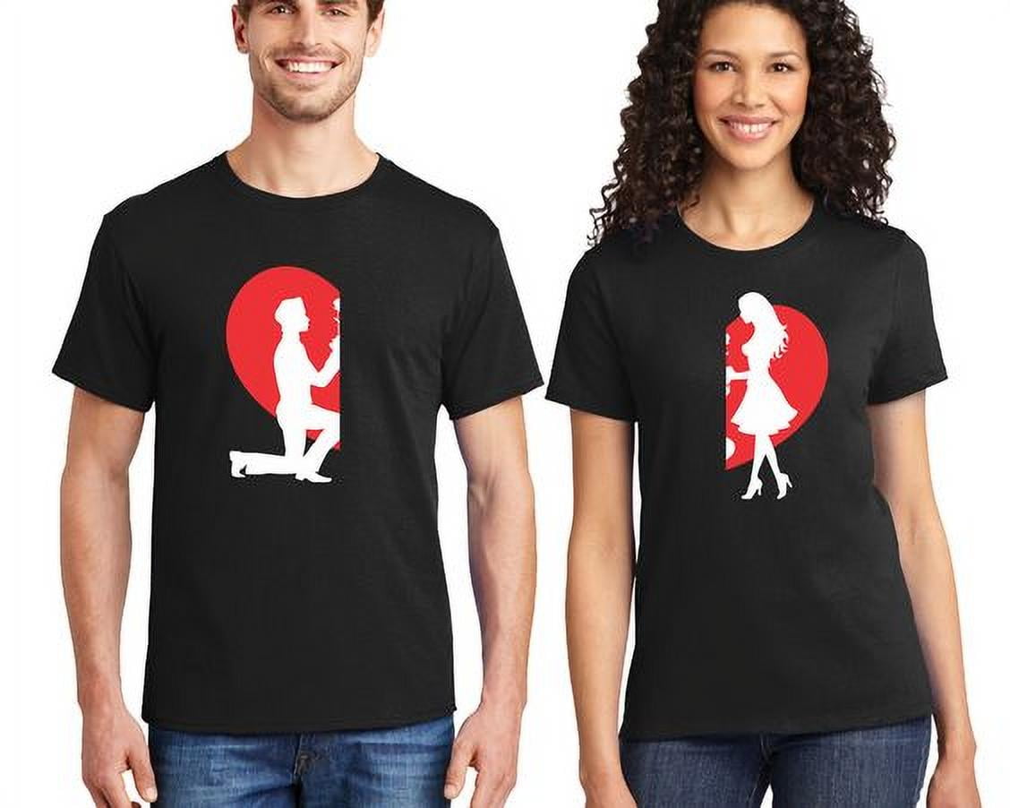 Matching Couple Shirts Half Heart Men Women Couple Tshirts Printed ...