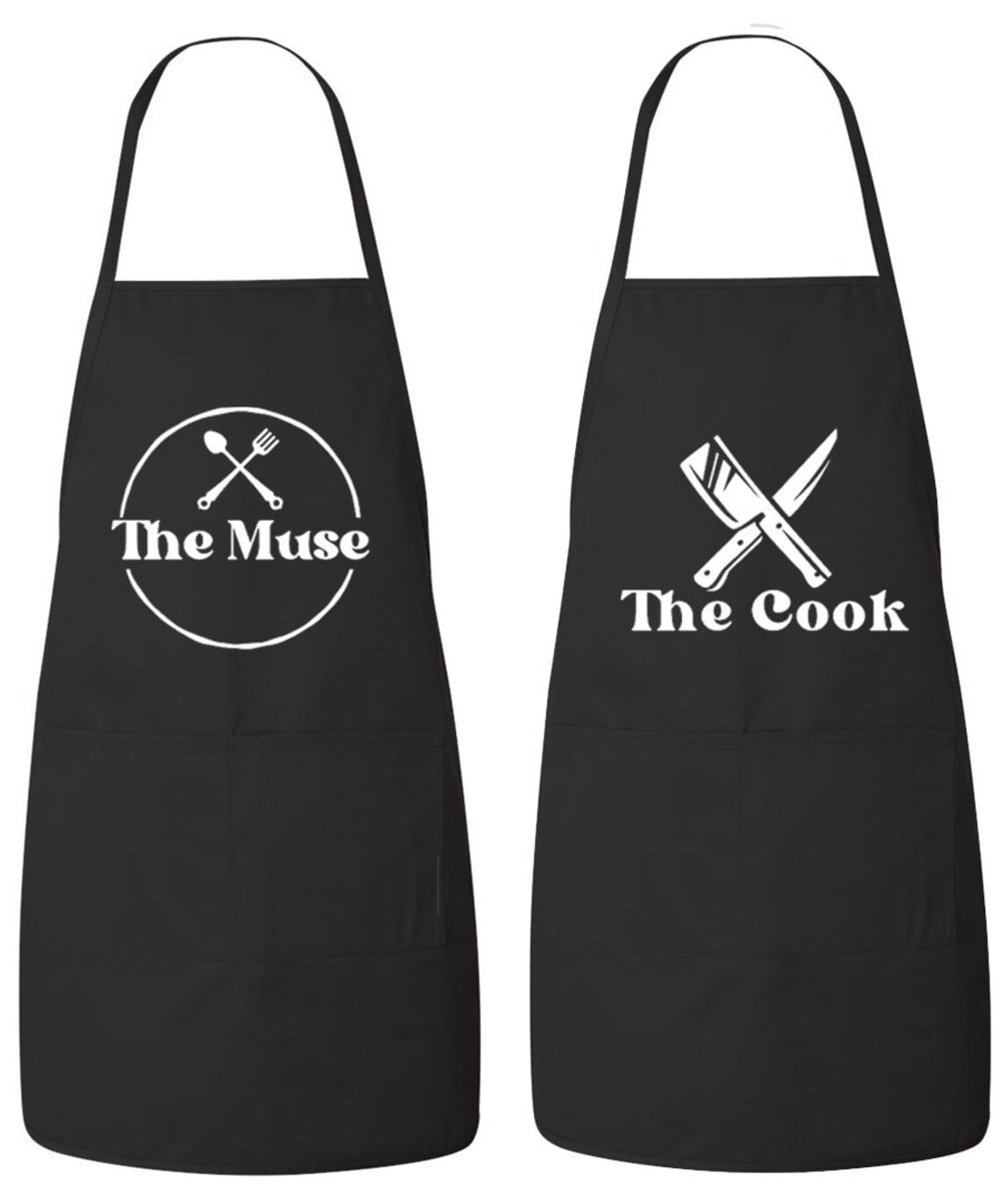 Matching Couples Aprons Set, The Muse & The Cook Aprons Set, Mr and Mrs ...