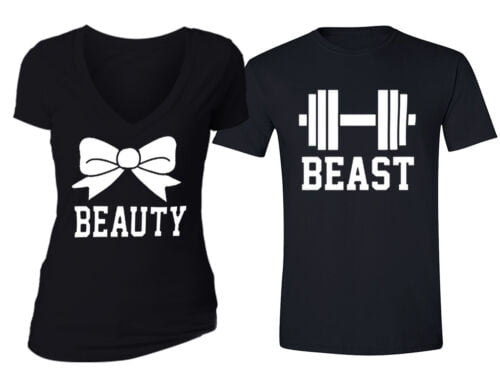 Matching Couples Shirts Beauty Beast Gym Matching Vneck Crewneck T ...