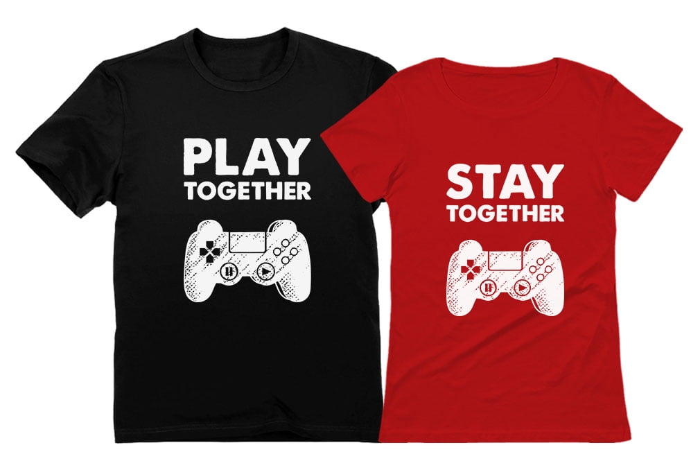 Matching Couples Shirts Play Together Stay Together Funny Gamer Tshirt ...