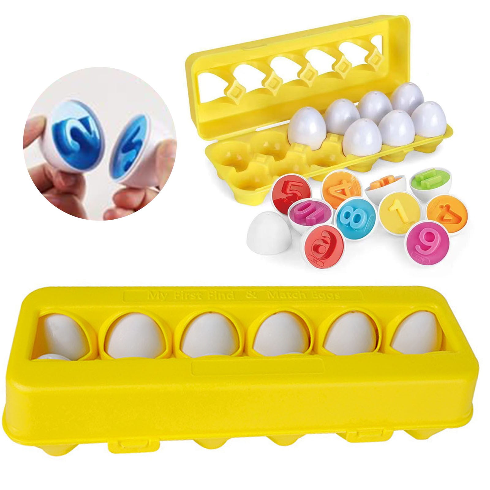Matching Eggs Puzzle Set 12 Pcs Number & Color Sorting Learning Toy ...