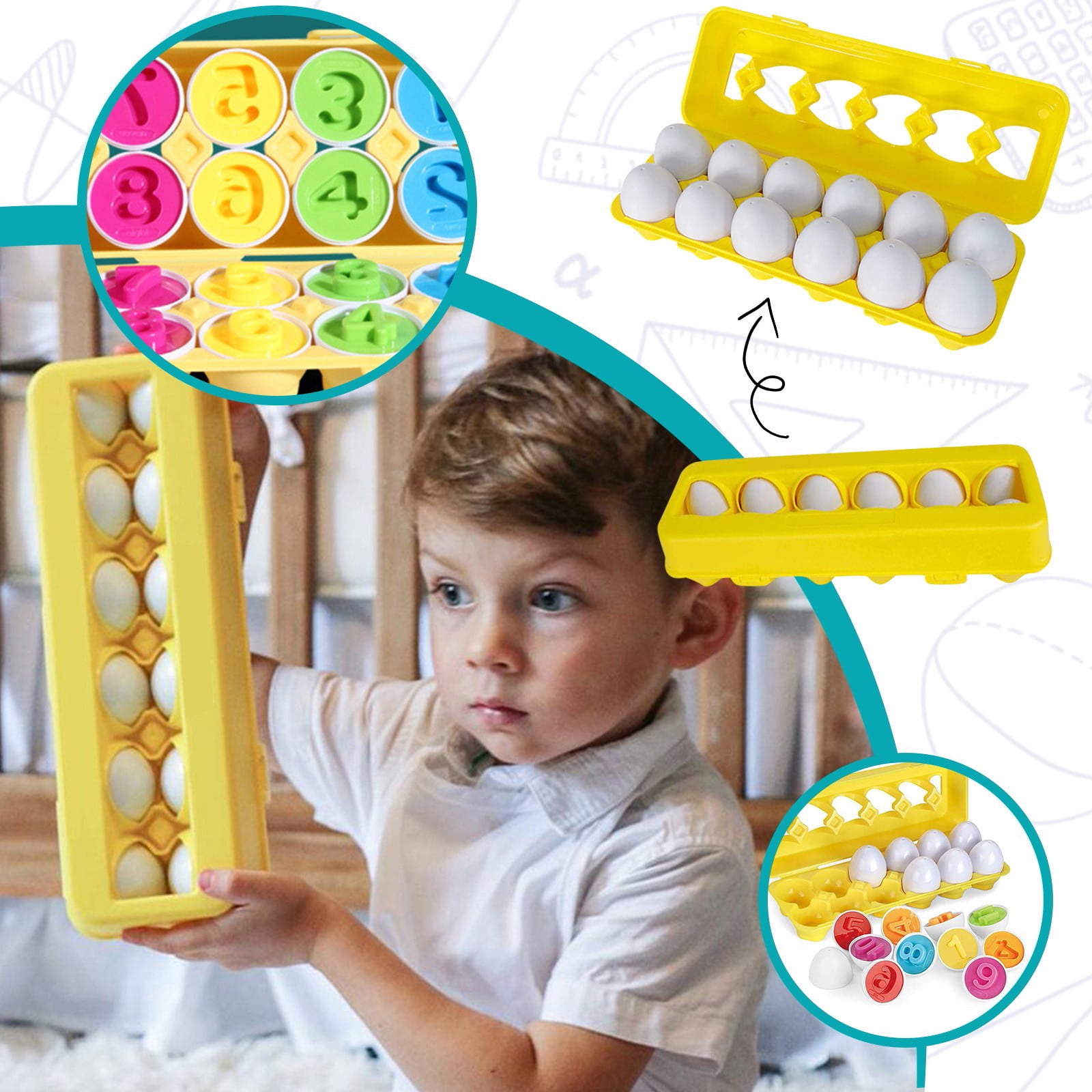 Matching Eggs Toys Color & Number Recognition Sorter Puzzle, Montessori ...