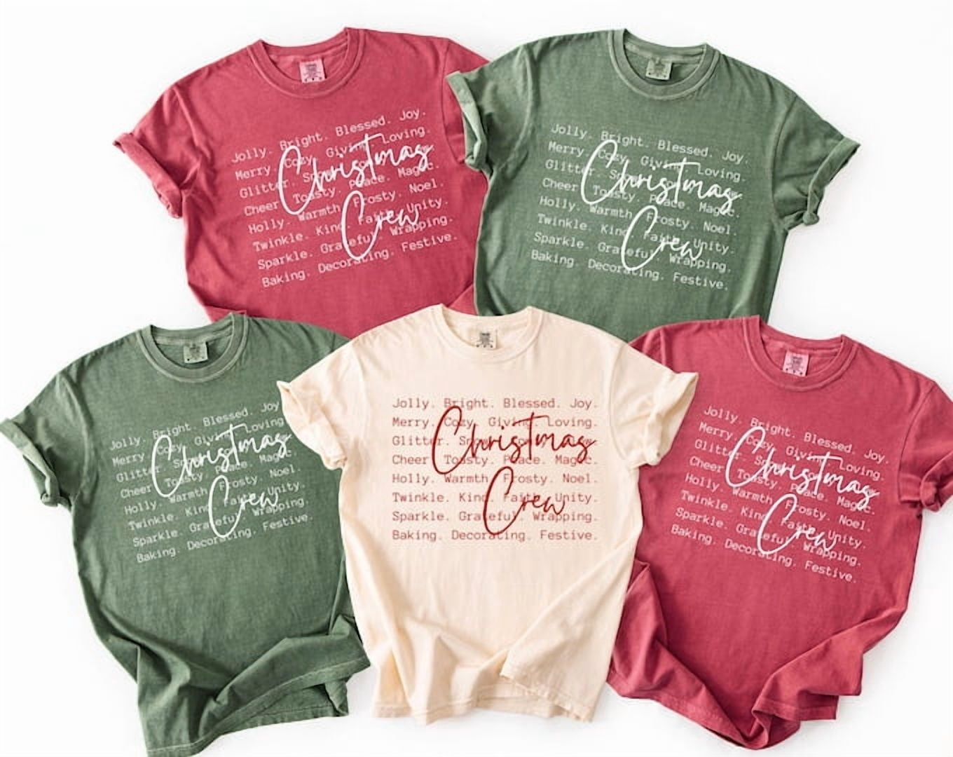 Matching Family Christmas Crew Shirts: Holiday Words Graphic Tee ...